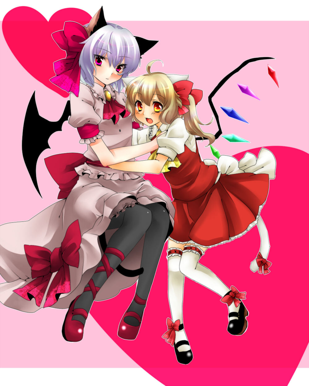 yutazou, flandre scarlet, remilia scarlet, touhou, light purple hair ...